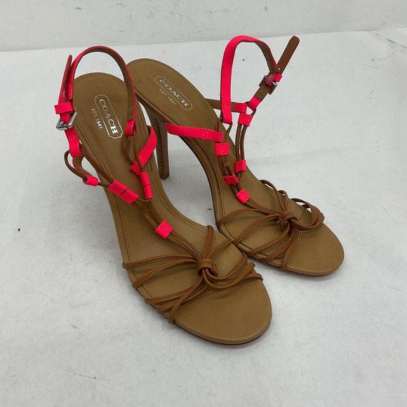 Coach | Shoes | Coach Lana Leather Pink Strappy Heel Womens Size 85 ...